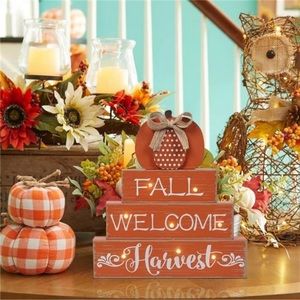 Holiday | Fall Thanksgiving Wooden Tiered Layertabletop Block Sign ...